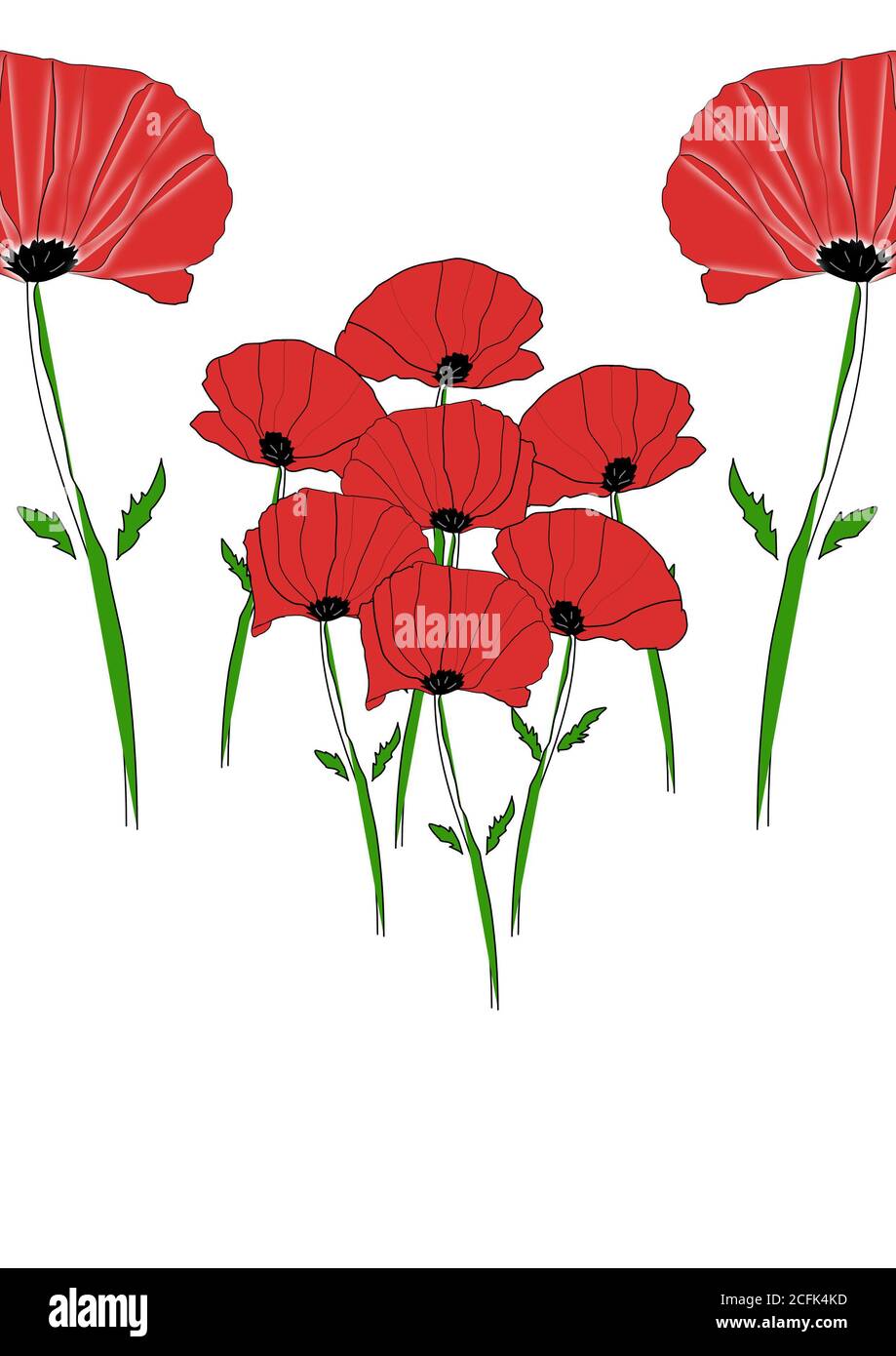 Red poppies hand drawn cartoon hi-res stock photography and images - Alamy