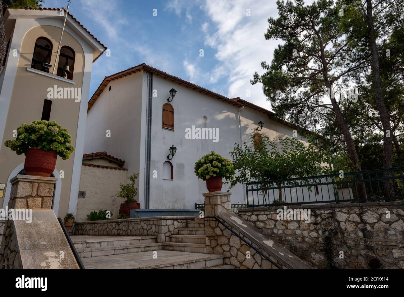 The beautiful grounds and buildings of Faneromeni Monastery, a major ...