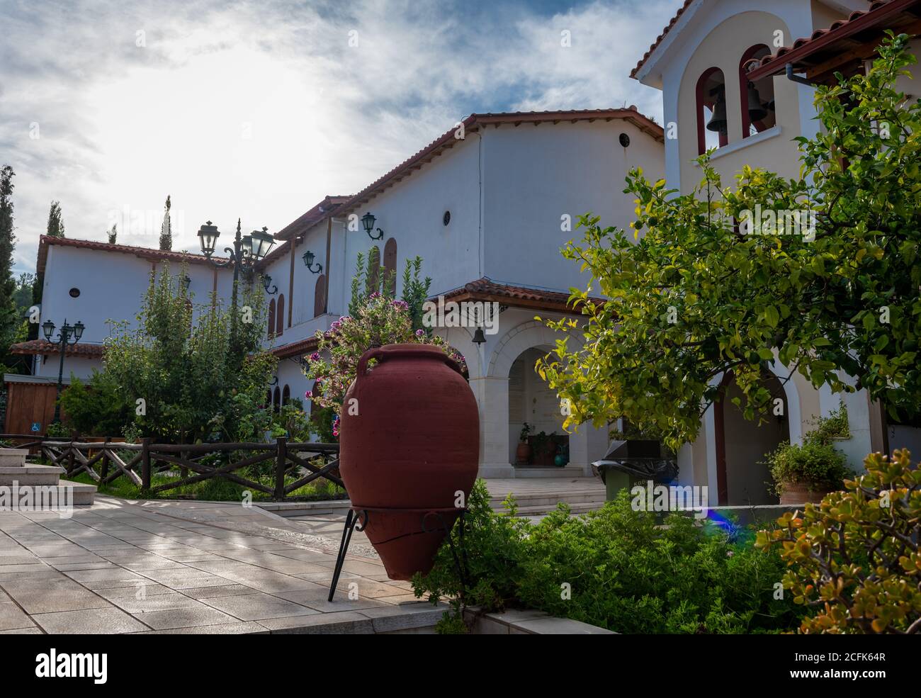 The beautiful grounds and buildings of Faneromeni Monastery, a major ...
