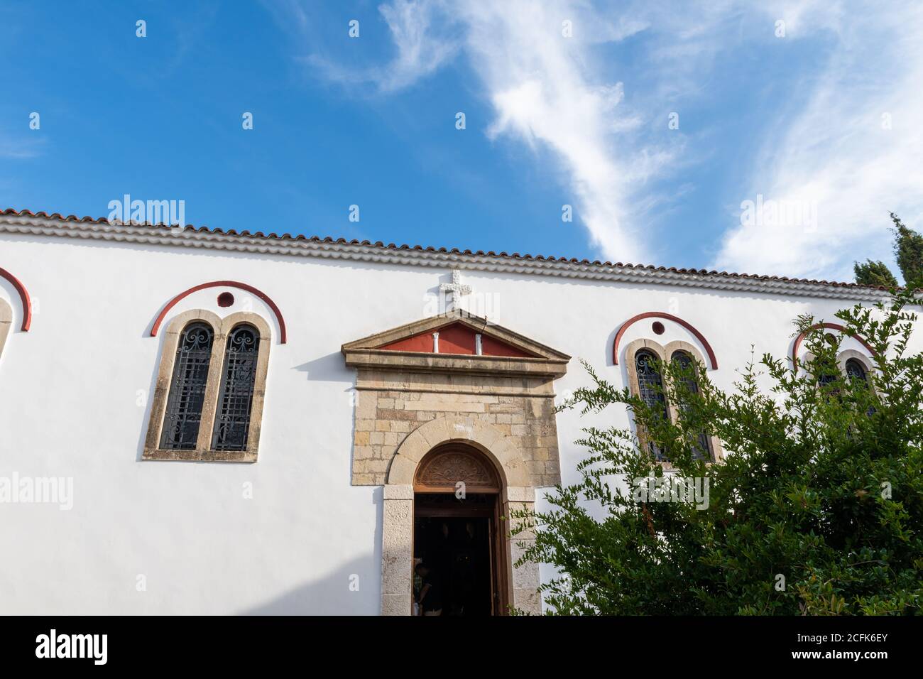 The beautiful grounds and buildings of Faneromeni Monastery, a major ...
