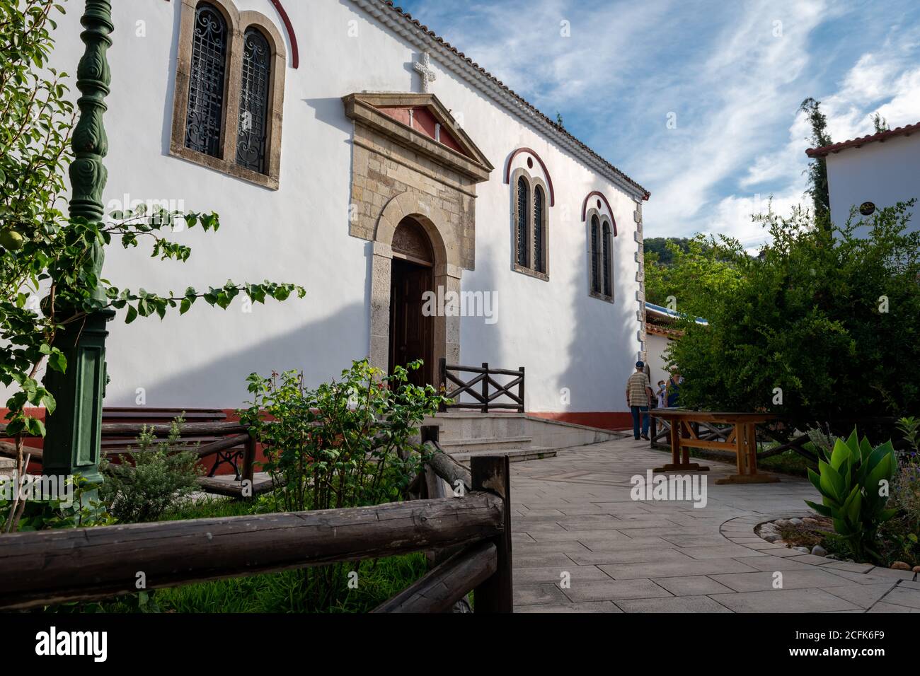The beautiful grounds and buildings of Faneromeni Monastery, a major ...