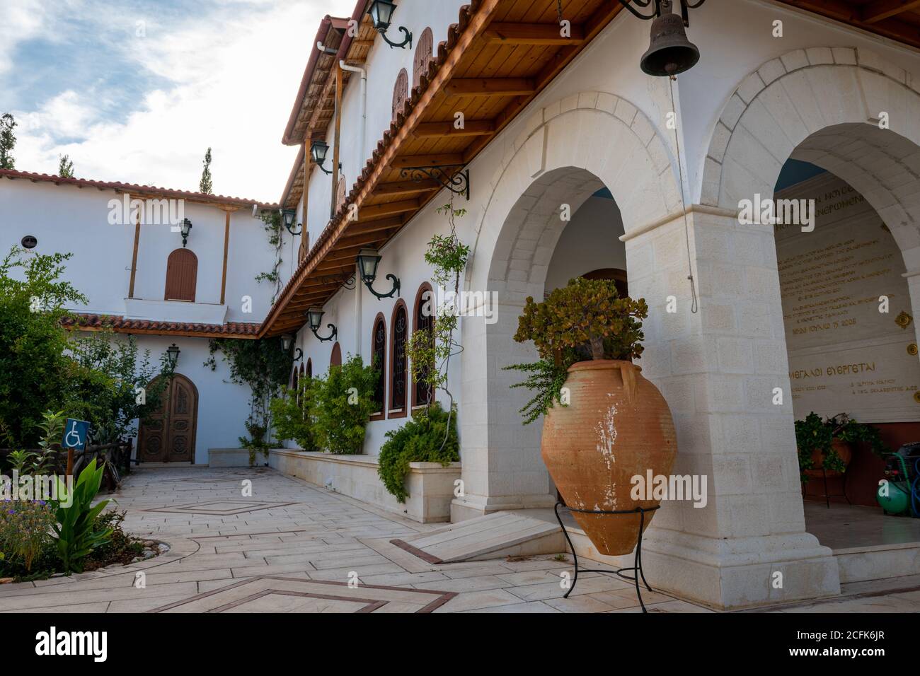 The beautiful grounds and buildings of Faneromeni Monastery, a major ...