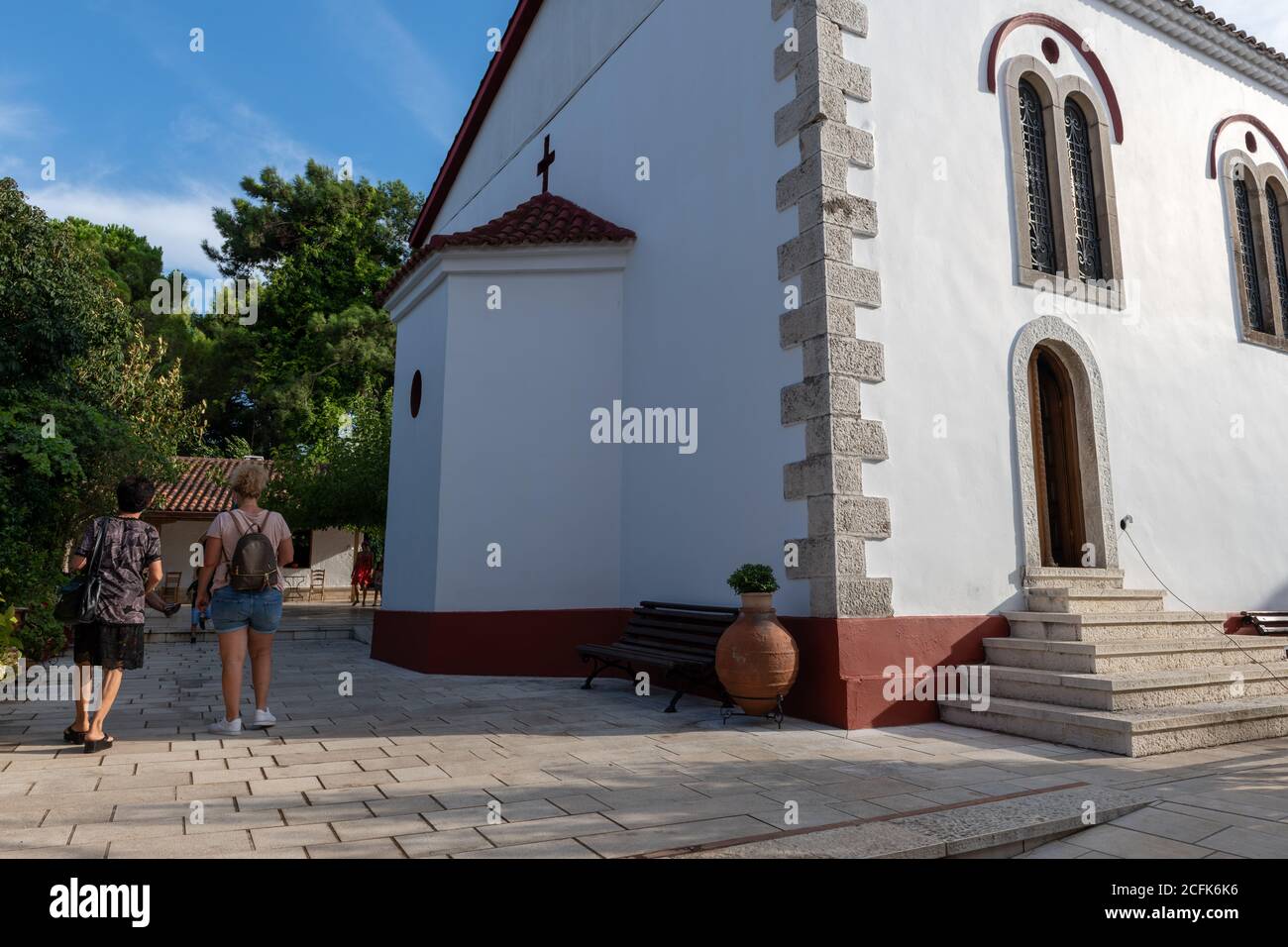 The beautiful grounds and buildings of Faneromeni Monastery, a major ...