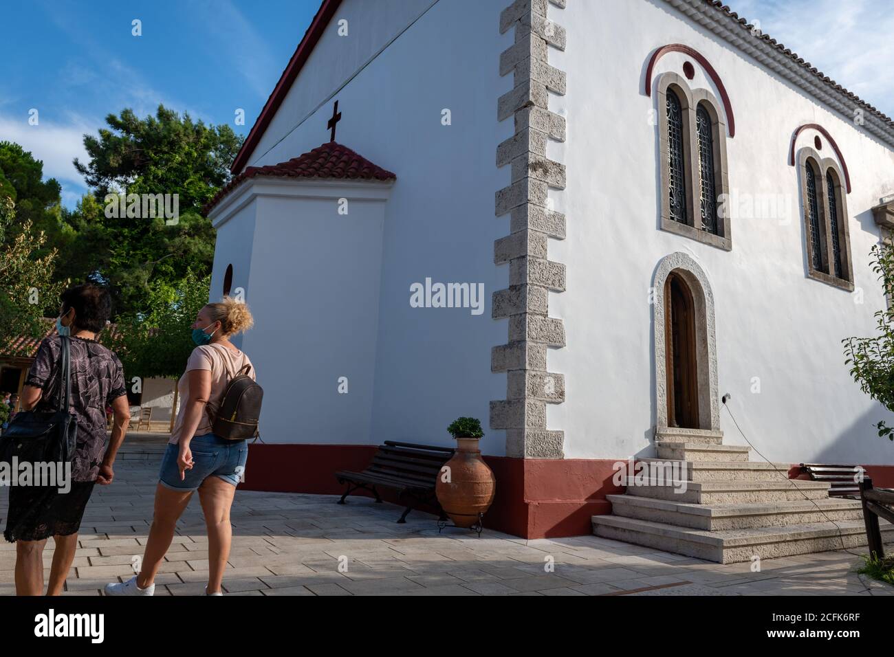 The beautiful grounds and buildings of Faneromeni Monastery, a major ...