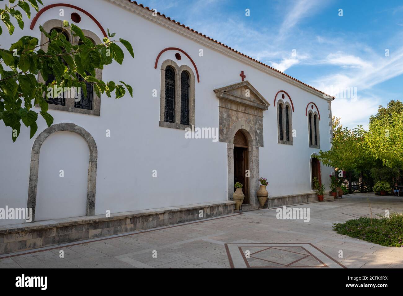 The beautiful grounds and buildings of Faneromeni Monastery, a major ...