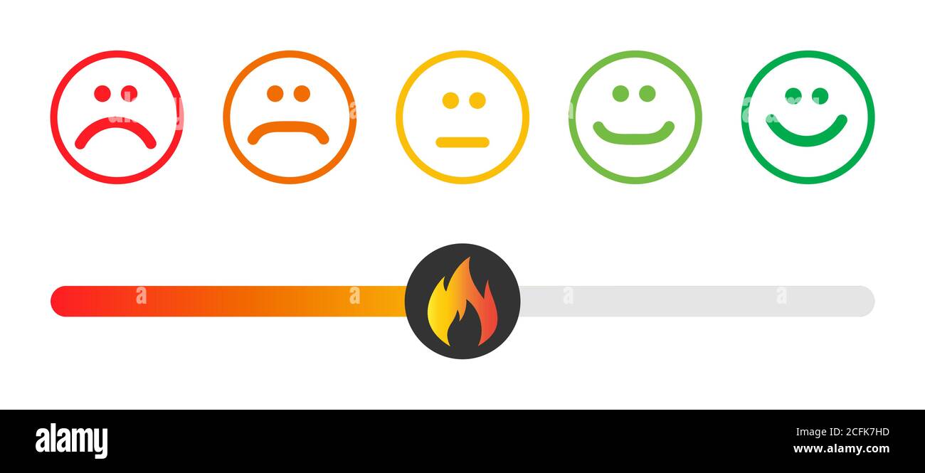 Customer icon emotions satisfaction meter with different symbol on ...
