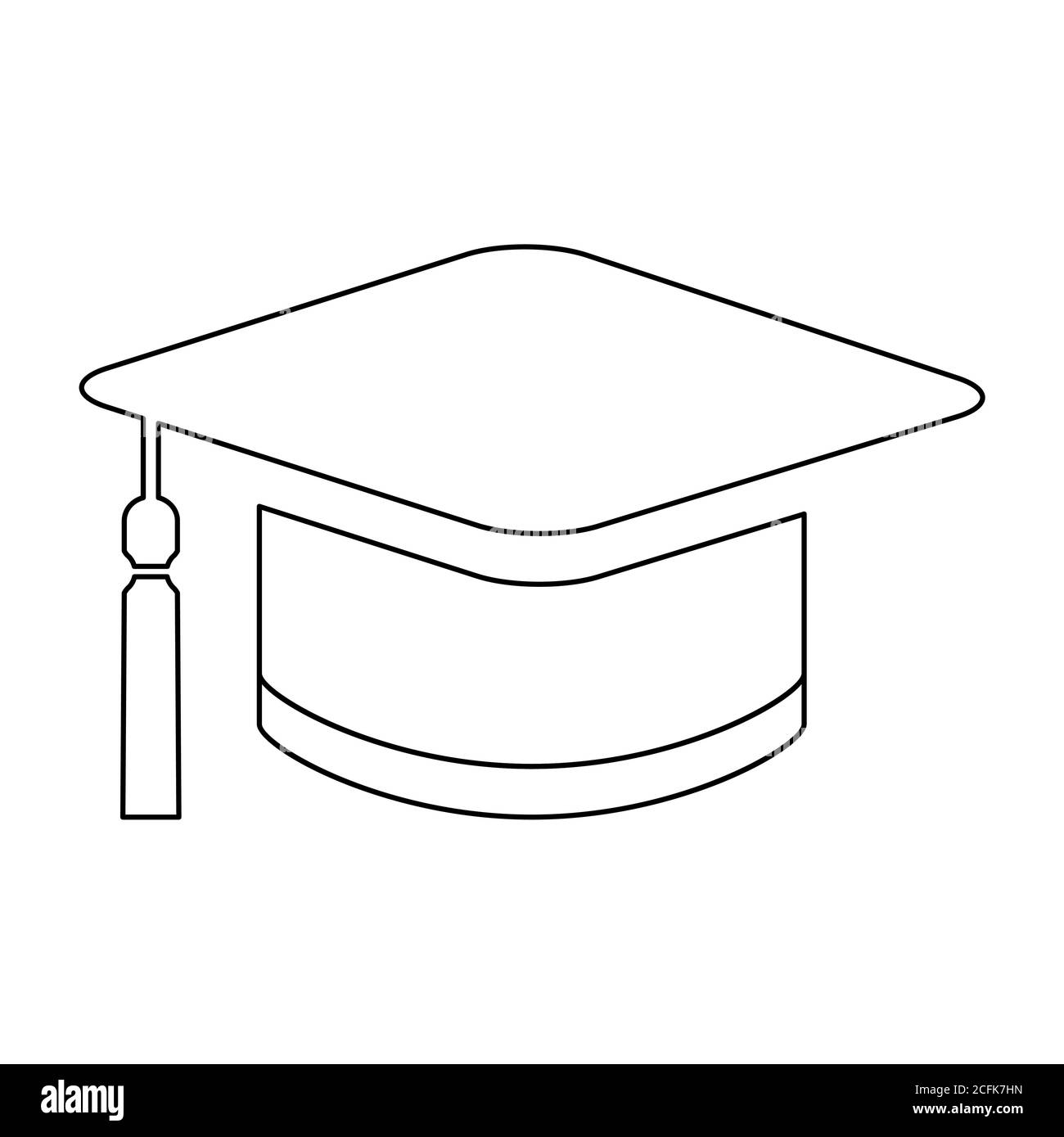 Cap, hat symbol isolated on white background. Graduate education ...