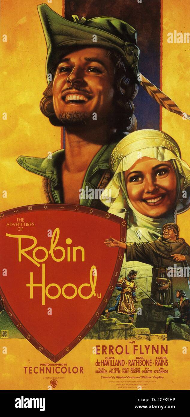 ERROL FLYNN OLIVIA de HAVILLAND BASIL RATHBONE and EUGENE PALLETTE in ...