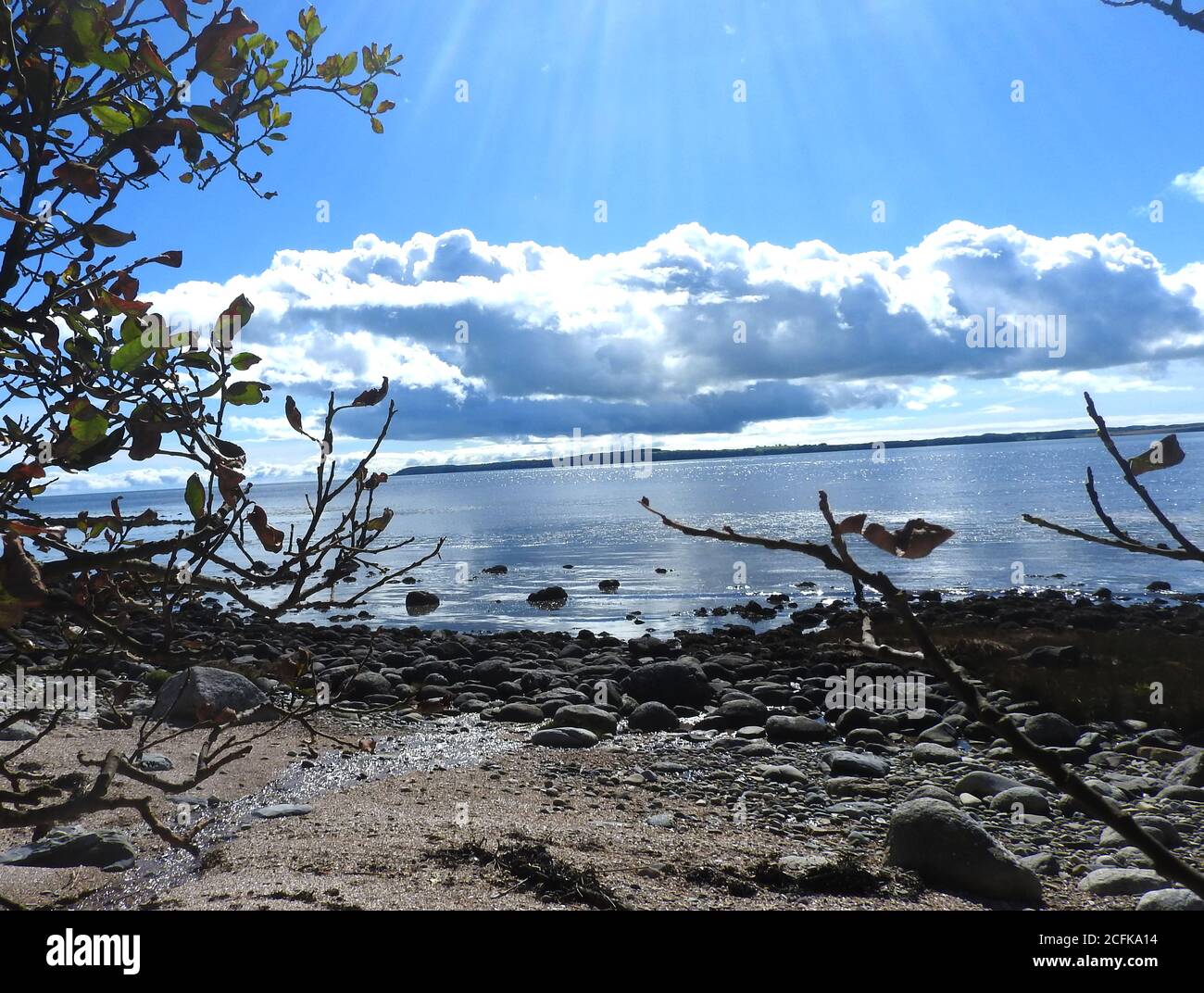 A view of the River Cree estuary looking from the shoreline at ...
