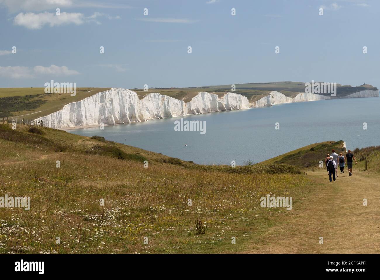 The Seven Sisters chalk cliffs in East Sussex, England, UK Stock Photo ...