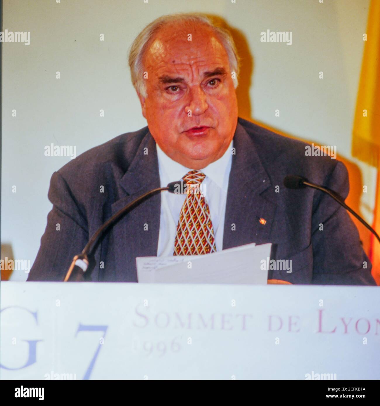German president Helmut Kohl attends G7 in Lyon, France Stock Photo - Alamy