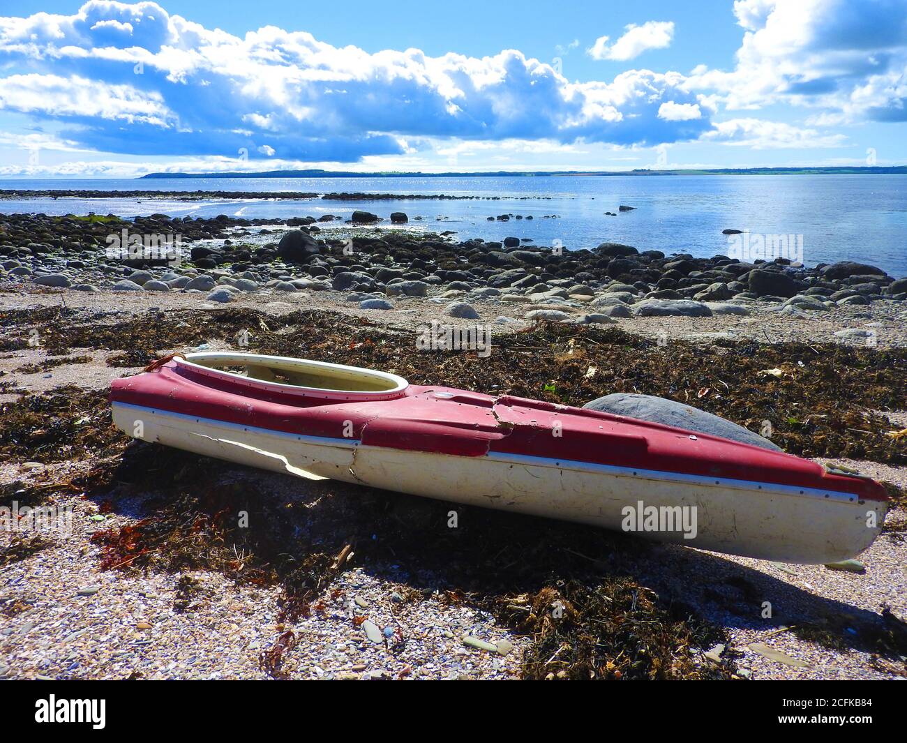 Shipwreck in miniature, the remains of a kayak in the River Cree ...