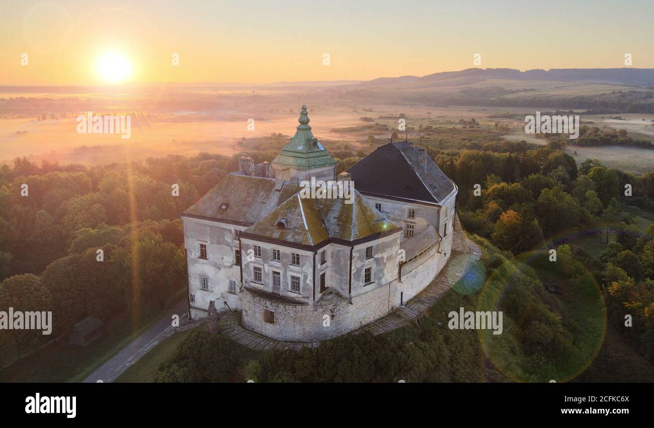 Amazing medieval castle on the sunset. Olesko castle, Ukraine Stock ...