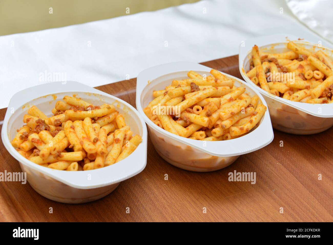 Pasta in special birthday cups. Birthday food Stock Photo - Alamy