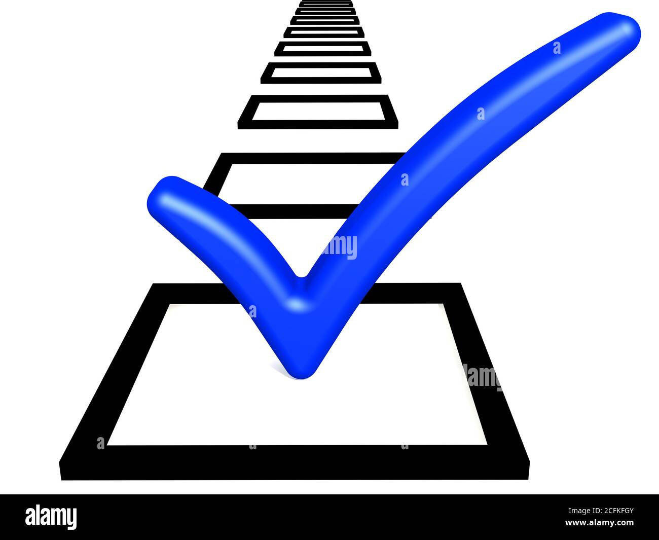 Blue check mark symbol in checkbox. One blue check mark symbol in ...