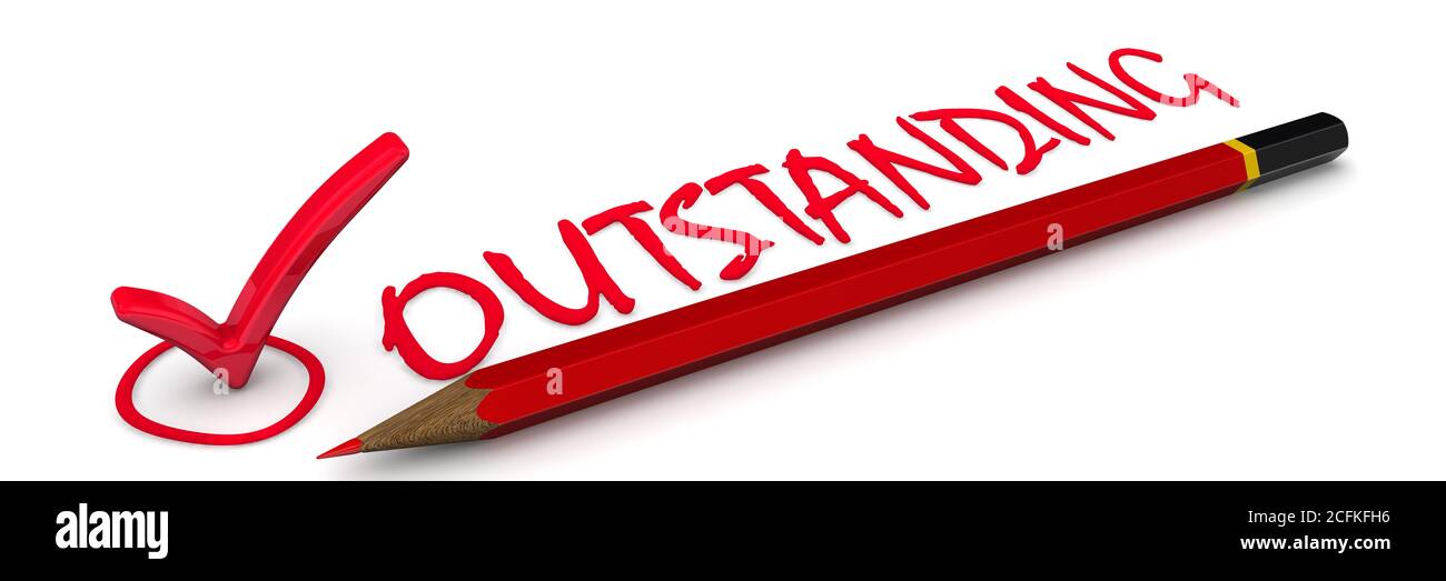 Outstanding. The red check mark. Red check mark and the inscription ...