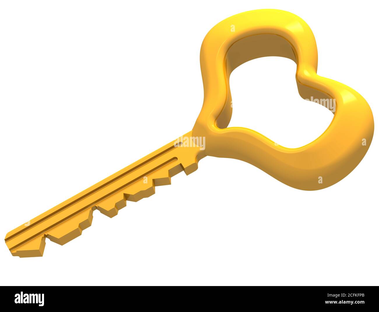 Golden key heart shaped. Isolated. 3D Illustration Stock Photo - Alamy