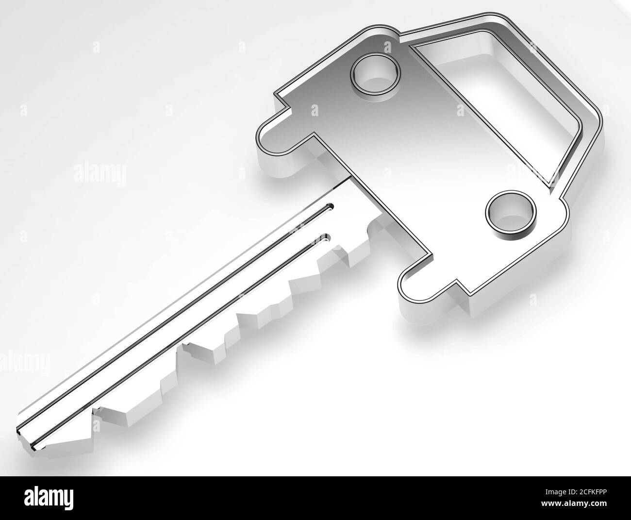 Car key. Gray key to the car on white surface. Isolated. 3D ...