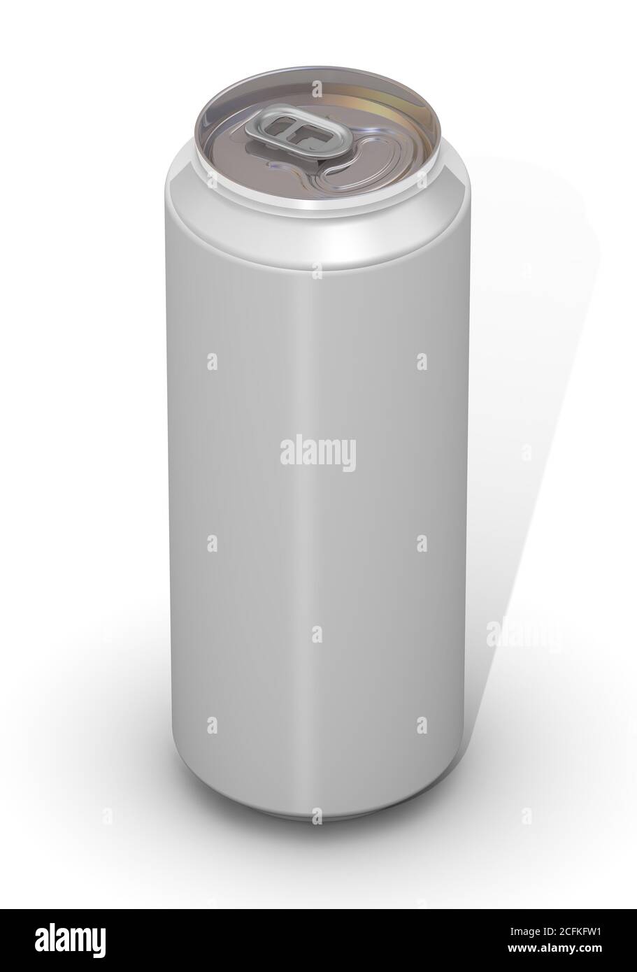 Aluminum can. One aluminum beverage can stands on a white surface ...