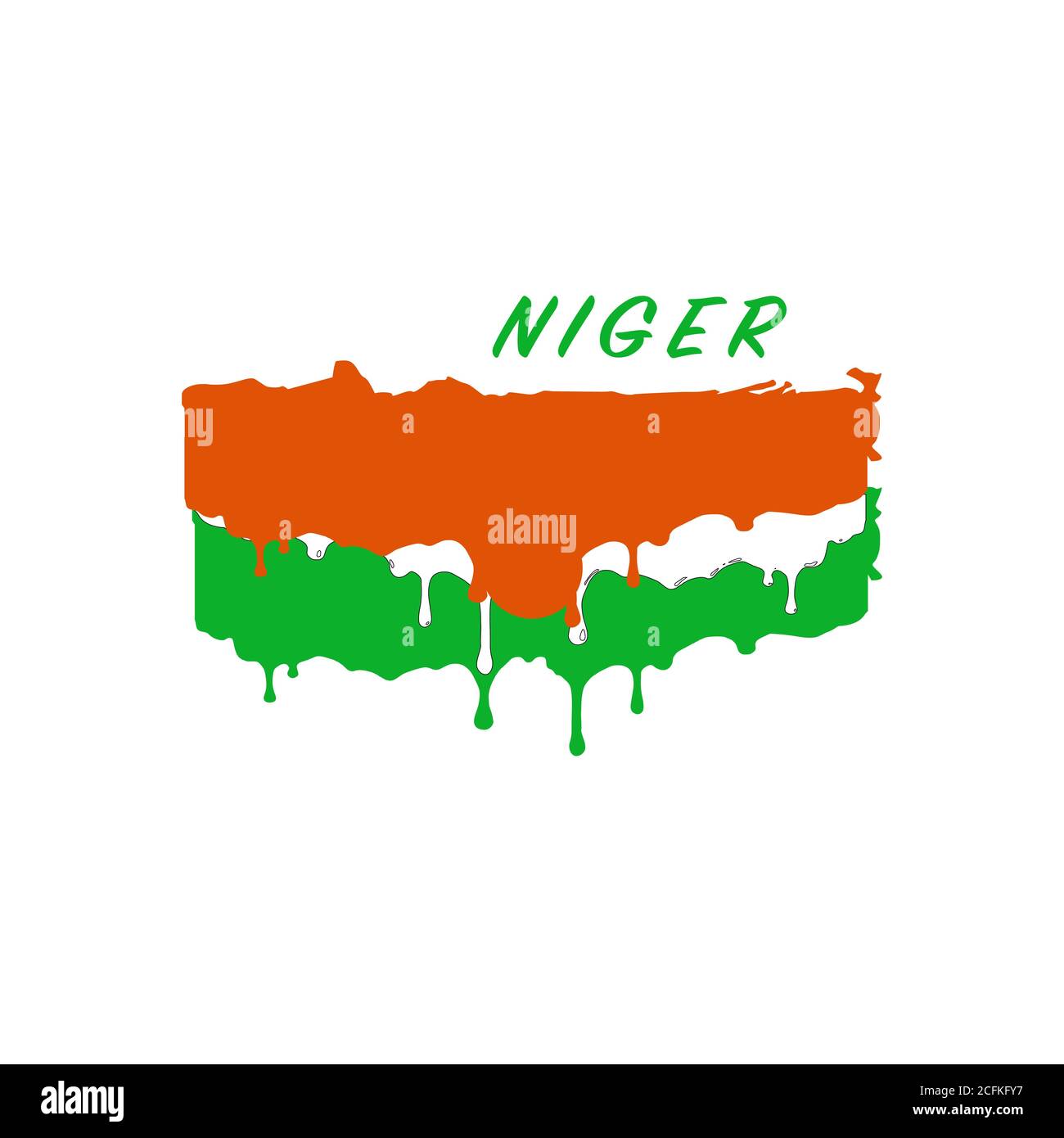 Painted Niger flag, Niger flag paint drips. Stock vector illustration ...