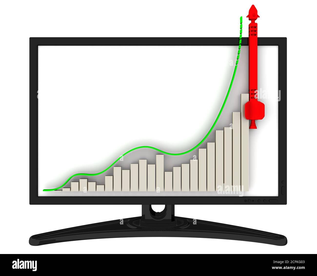 Chart of rapid rise in the monitor. 3D illustration Stock Photo - Alamy