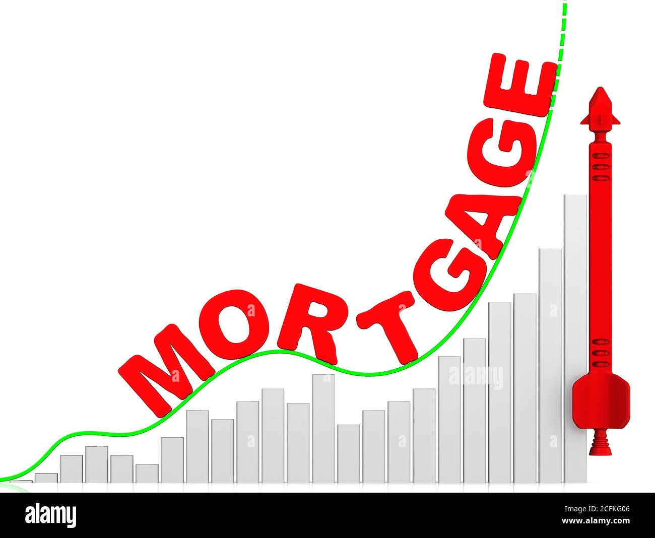Rising cost of mortgage. Graph of rapid growth with inscription ...