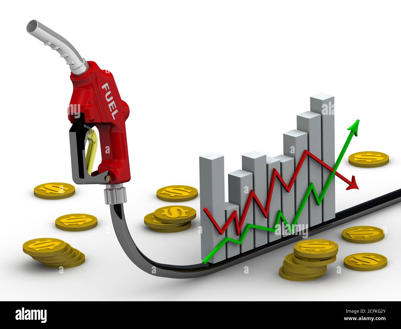 Changes in fuel prices. Graph changes in fuel prices, refueling nozzle ...