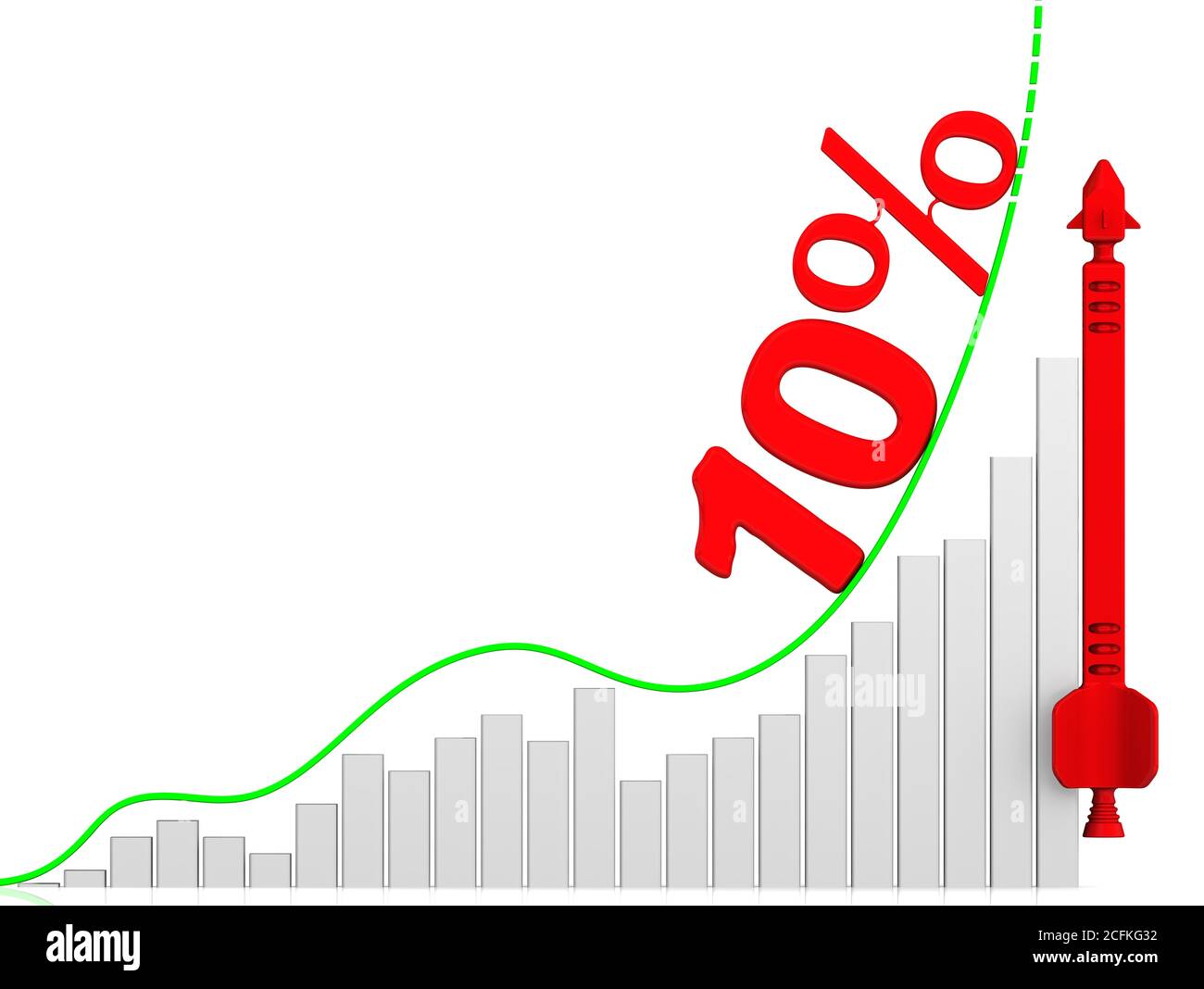 Graph of ten percent growth. Graph of rapid growth with inscription 10 ...