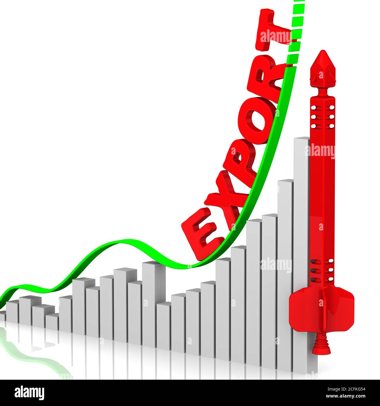 Export. The growth chart. Graph of rapid growth with word EXPORT and ...