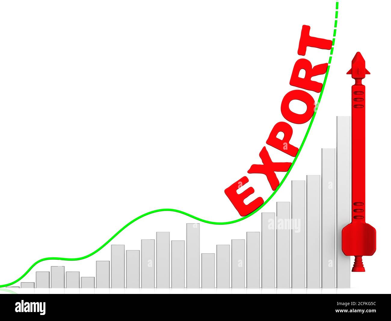 Export. The growth chart. Graph of rapid growth with word EXPORT and ...