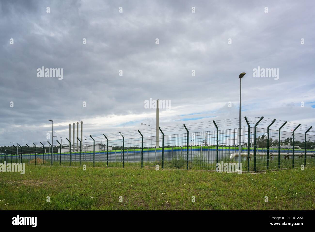 Fenced Landfall station of nord stream 2 in Lubmin near Greifswald ...