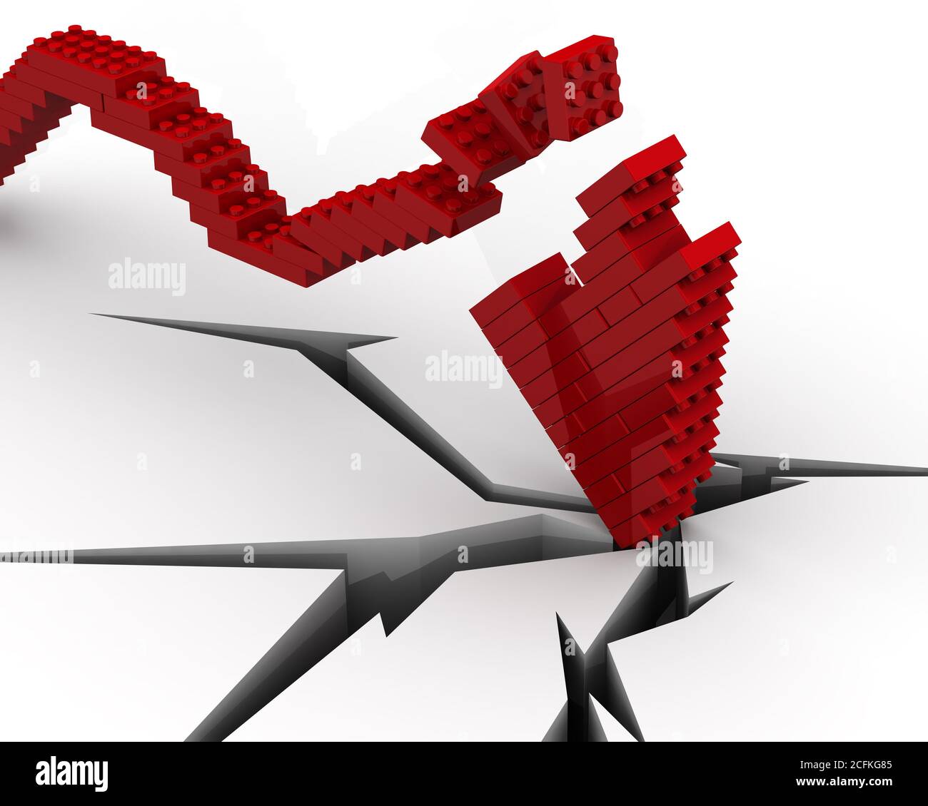 The graph of falling made from parts of children's designer on the ...