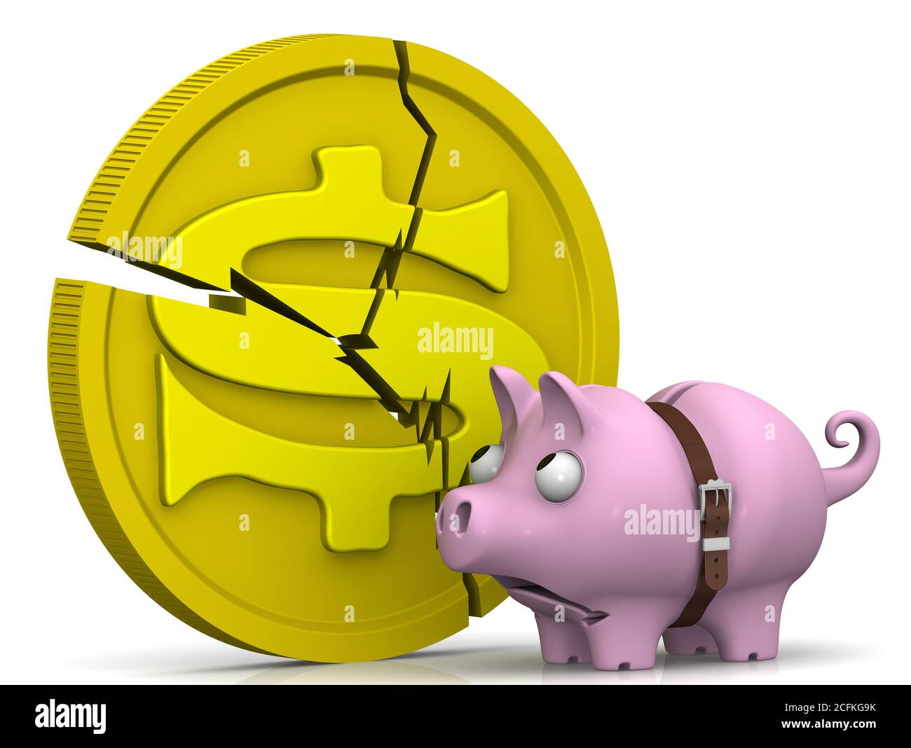 The crisis of the USA economy. Pig piggy bank, overtighten a belt ...