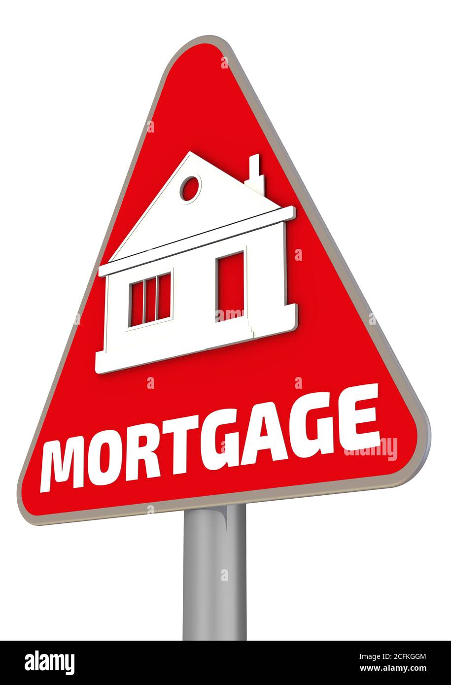Mortgage. Road sign. Red road sign with white symbol of house and white ...