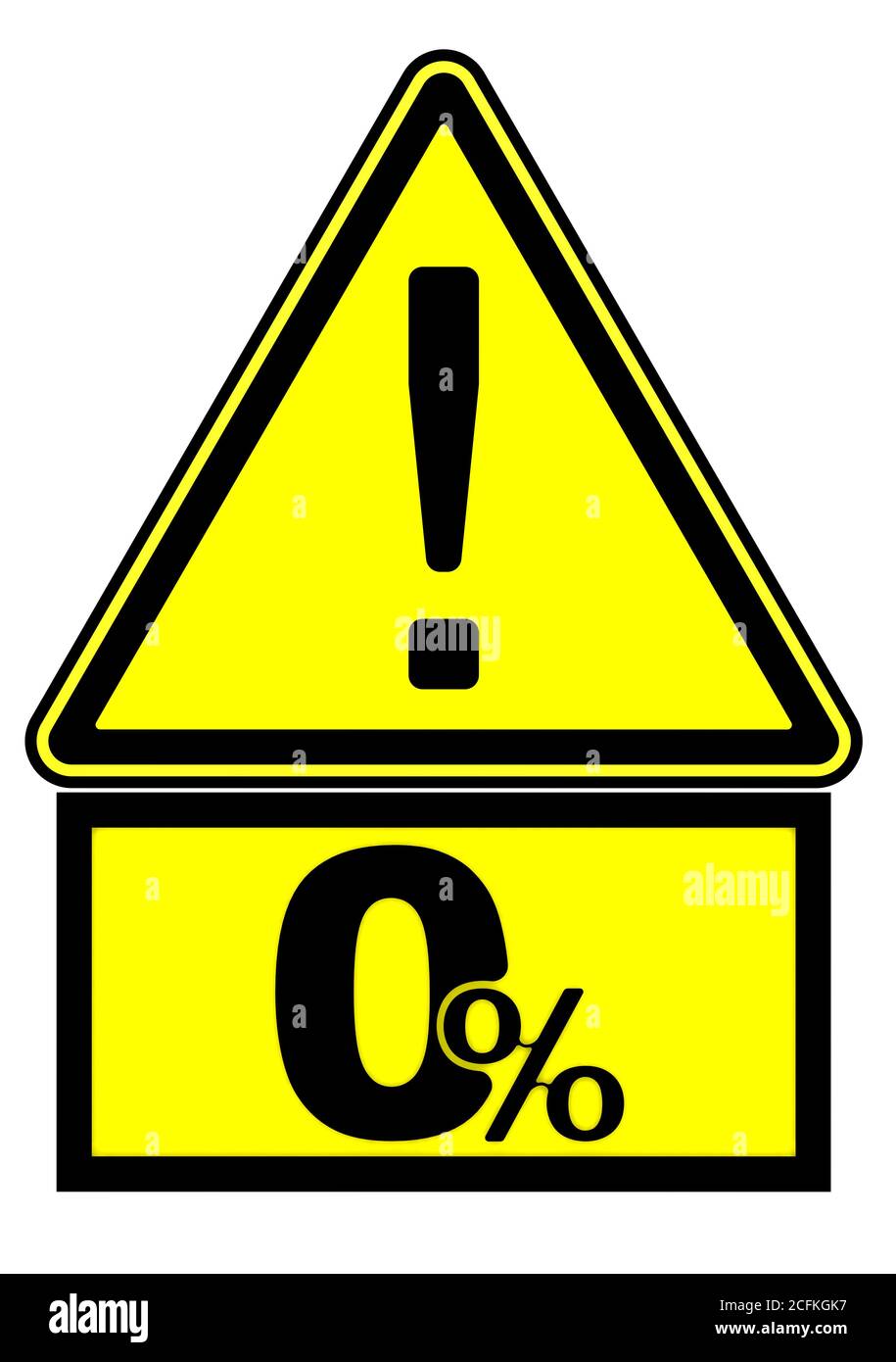 Zero percent. A road sign with a zero percent symbol and the ...