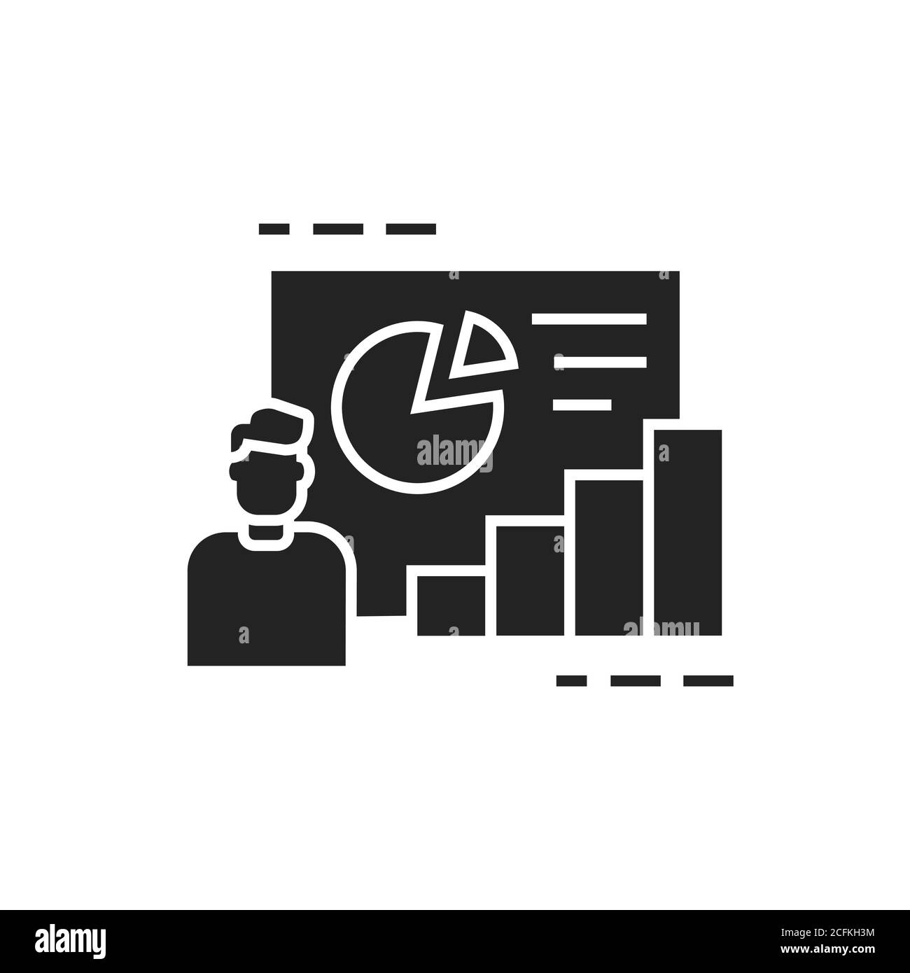 Business course black glyph icon. Analytics and analysis graph, chart. Pictogram for web page ...