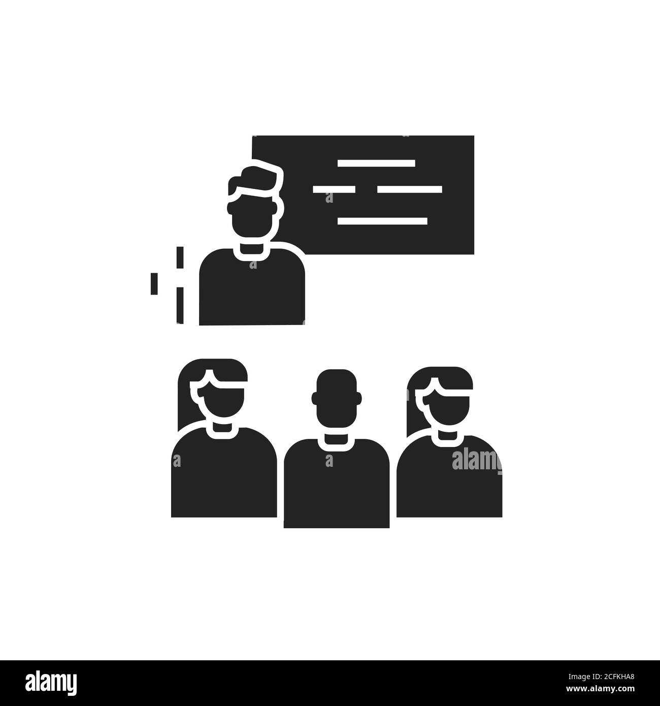 Workshop black glyph icon. Tutor, educator, teacher. Group training ...