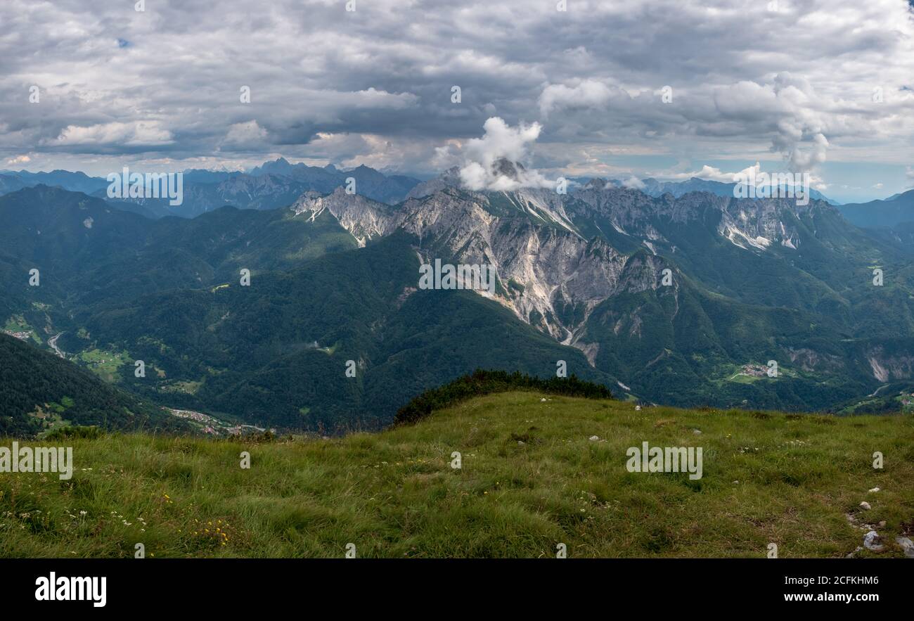 July cloudy day in the mountains of Friuli-Venezia Giulia, Italy Stock ...