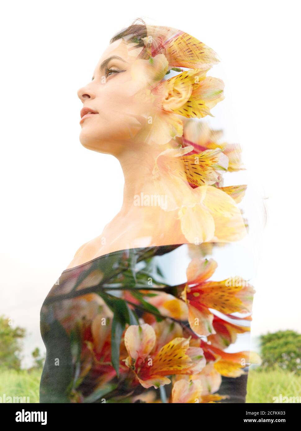 Surreal creative double exposure portrait Stock Photo - Alamy