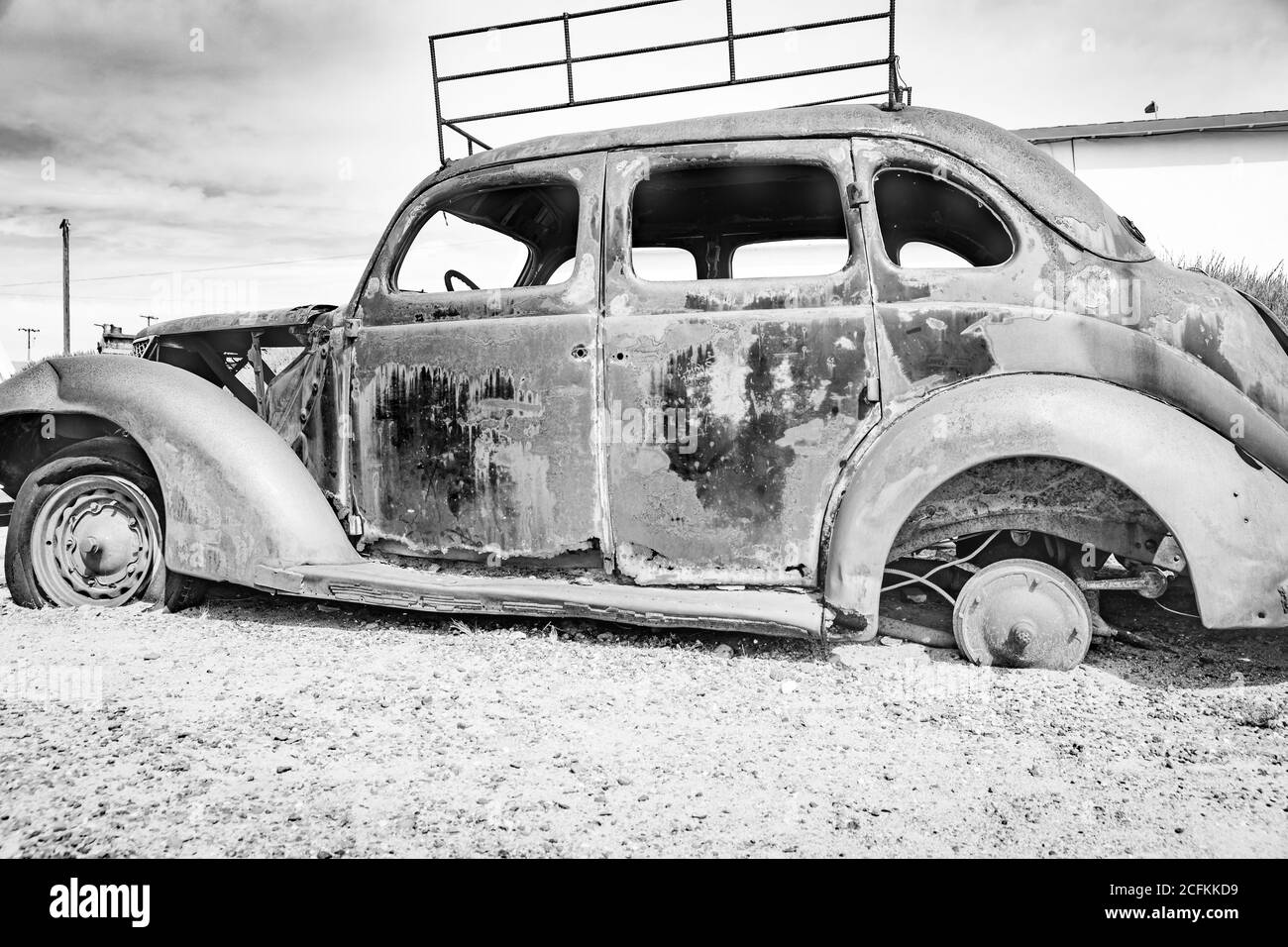 Rusty car wreck Black and White Stock Photos & Images - Alamy