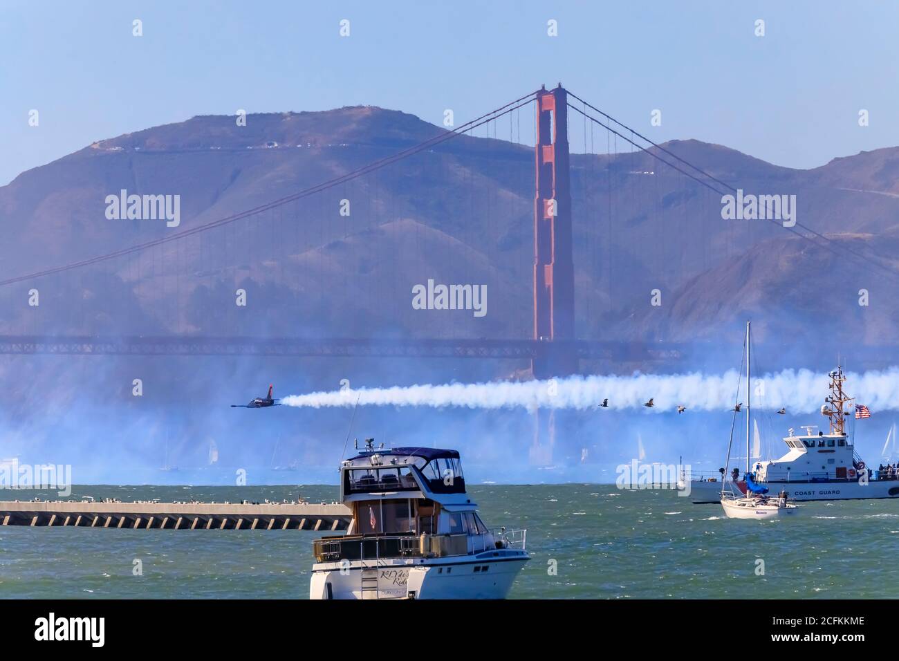 San Francisco, USA - October 7, 2017: Patriots Jet Team aerobatic team ...