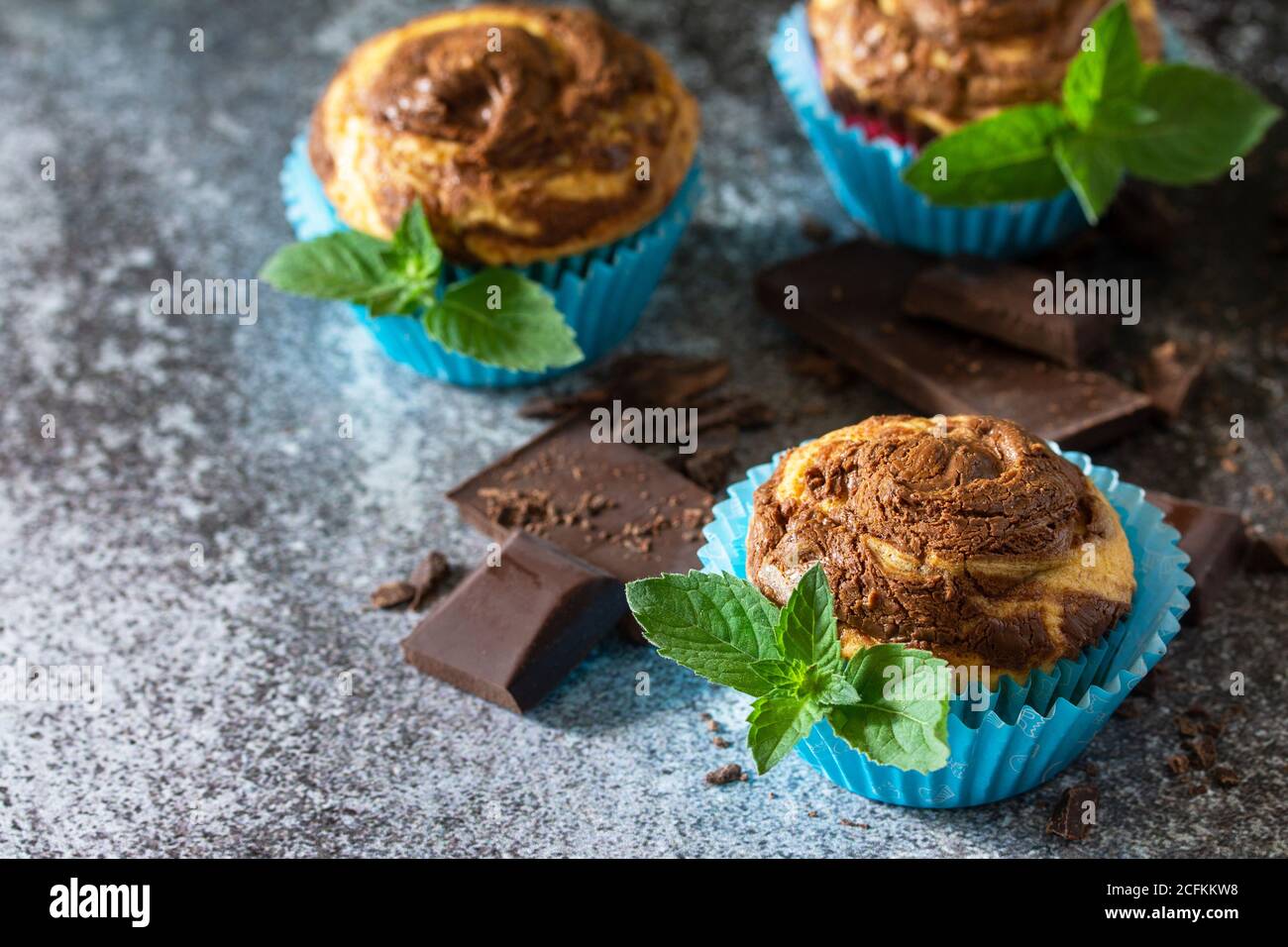American home baking chocolate chip muffins hi-res stock photography ...