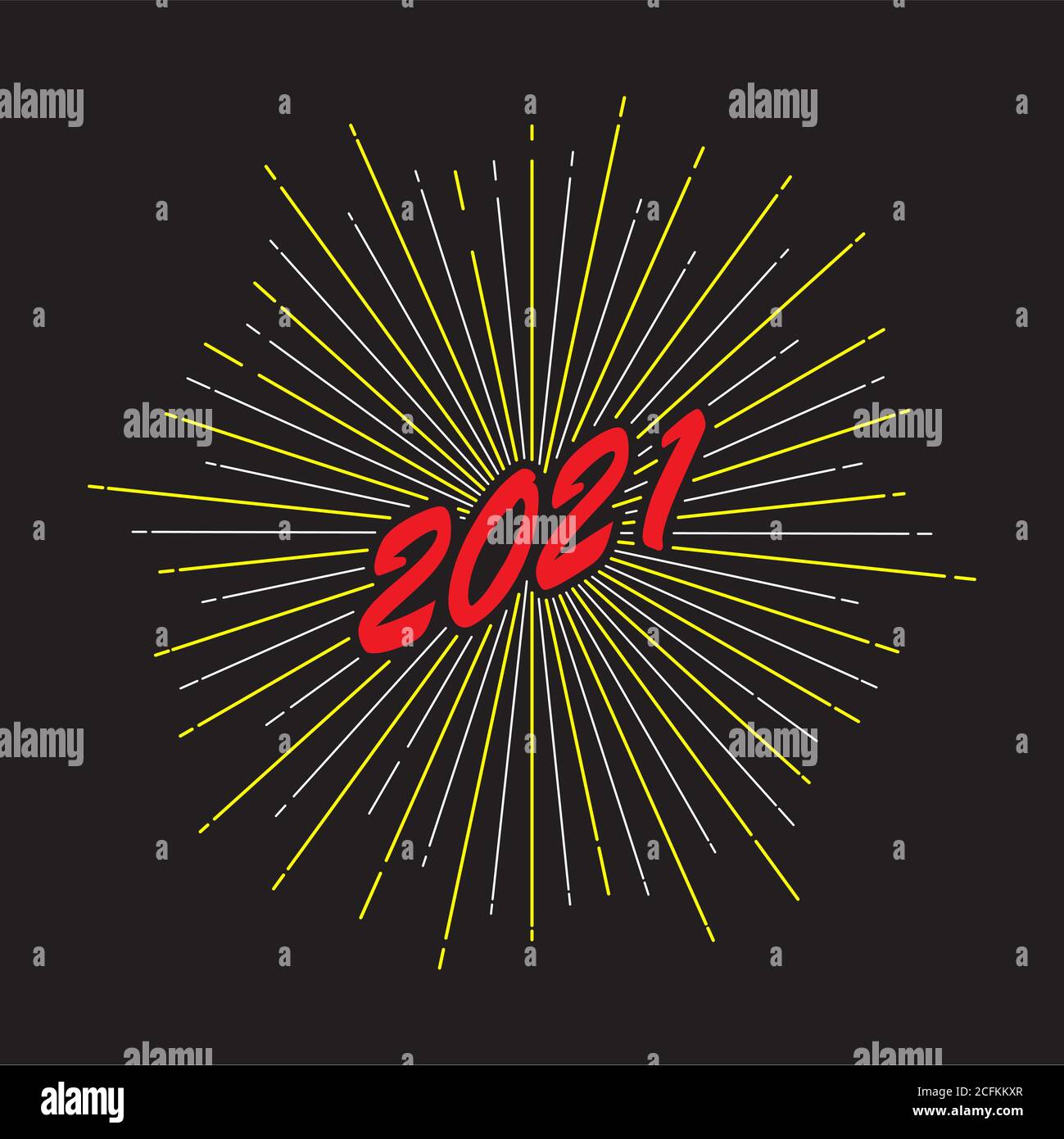 Stylized number 2021 with fireworks for a happy New Year and Christmas ...