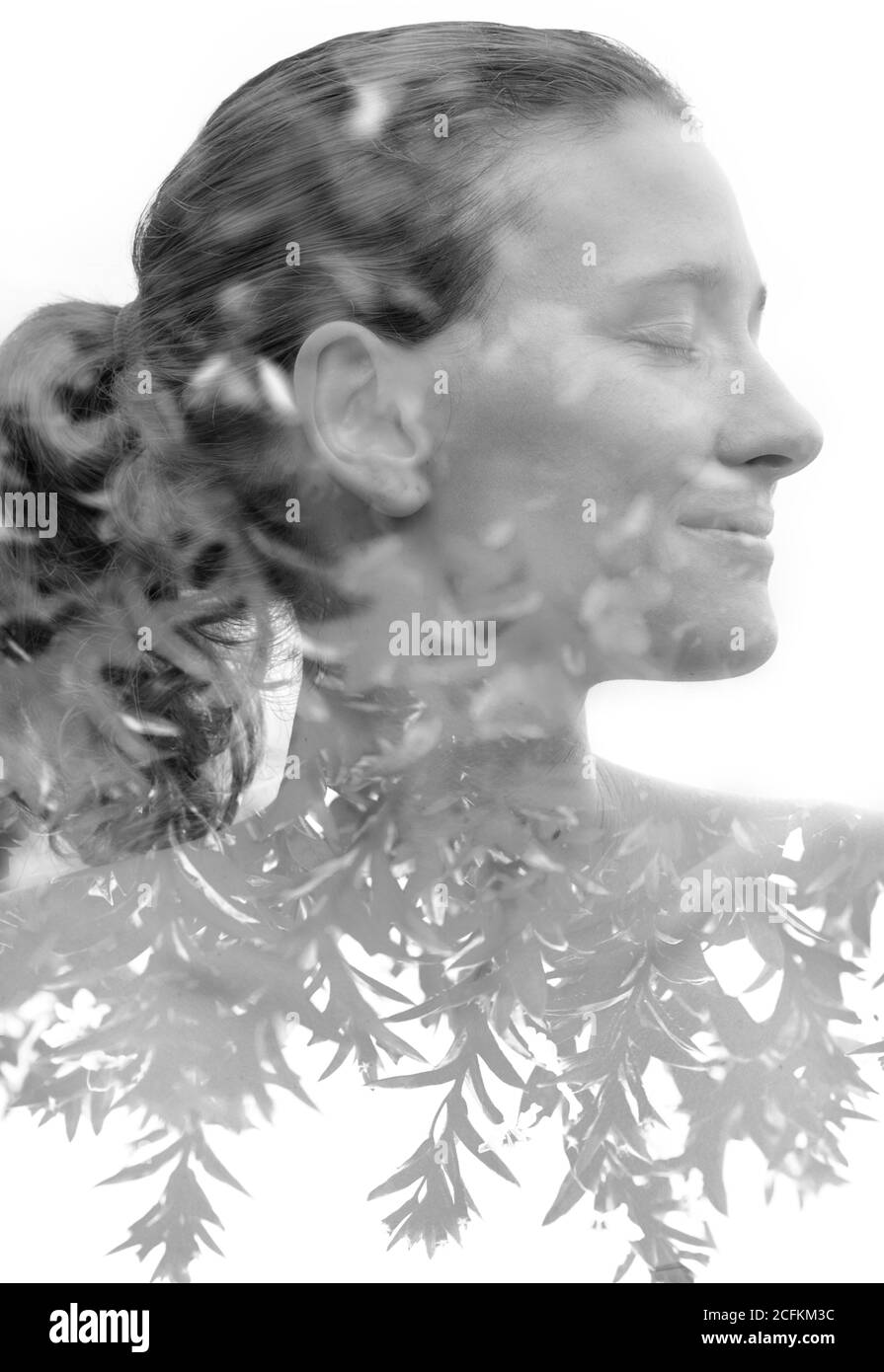 Surreal creative double exposure portrait Stock Photo - Alamy