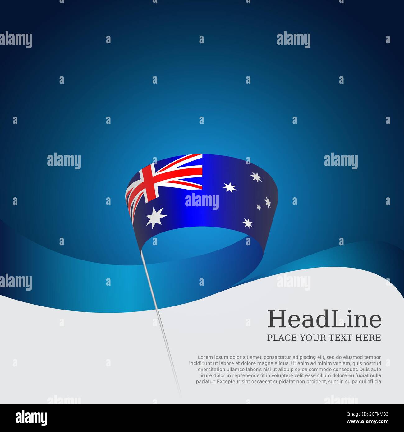 Australia flag background. Wavy ribbon in the color of the australian ...
