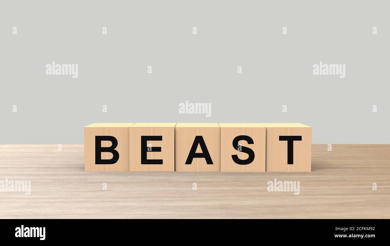Beast - word wooden cubes on table horizontal over gray background HD ...