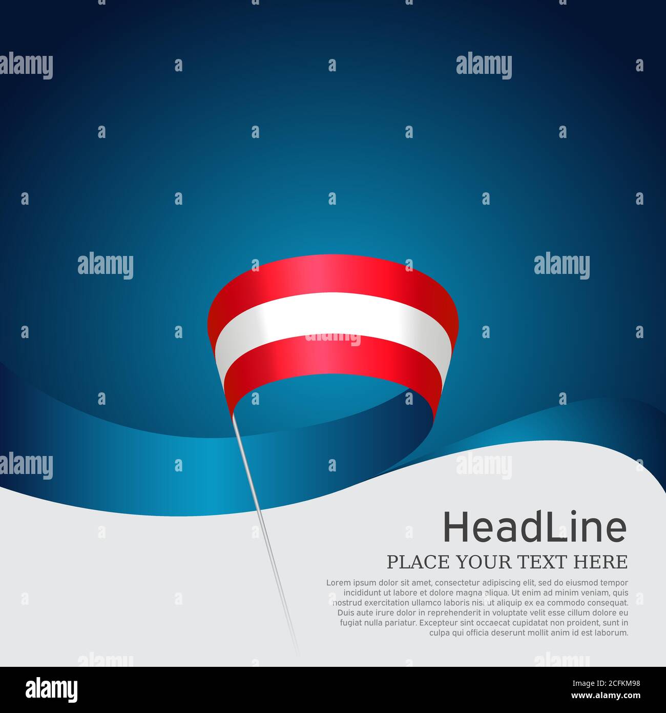 Austria flag background. Austria flag with wavy ribbon on a blue white ...