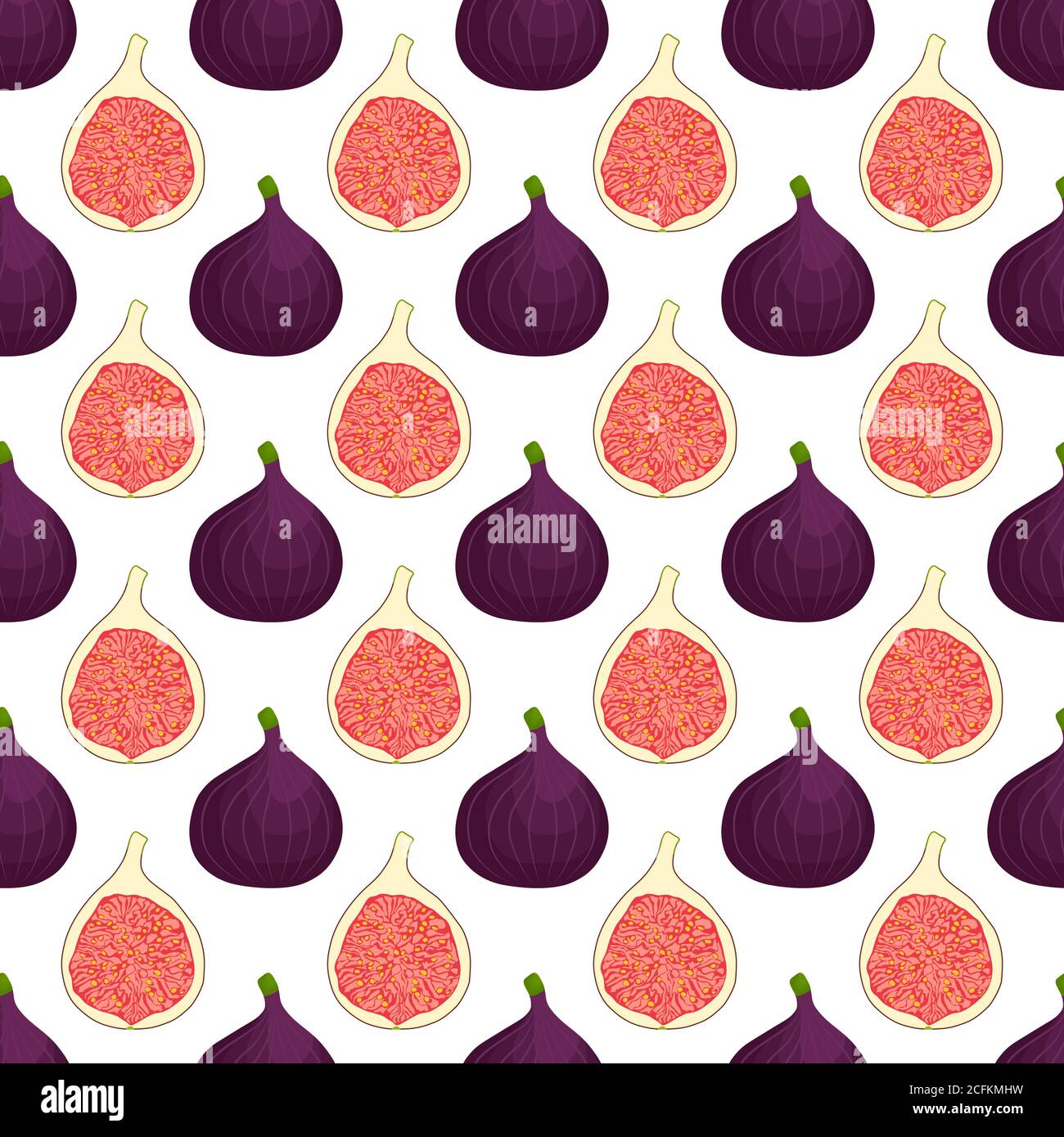 Illustration on theme big colored seamless purple fig, bright fruit ...