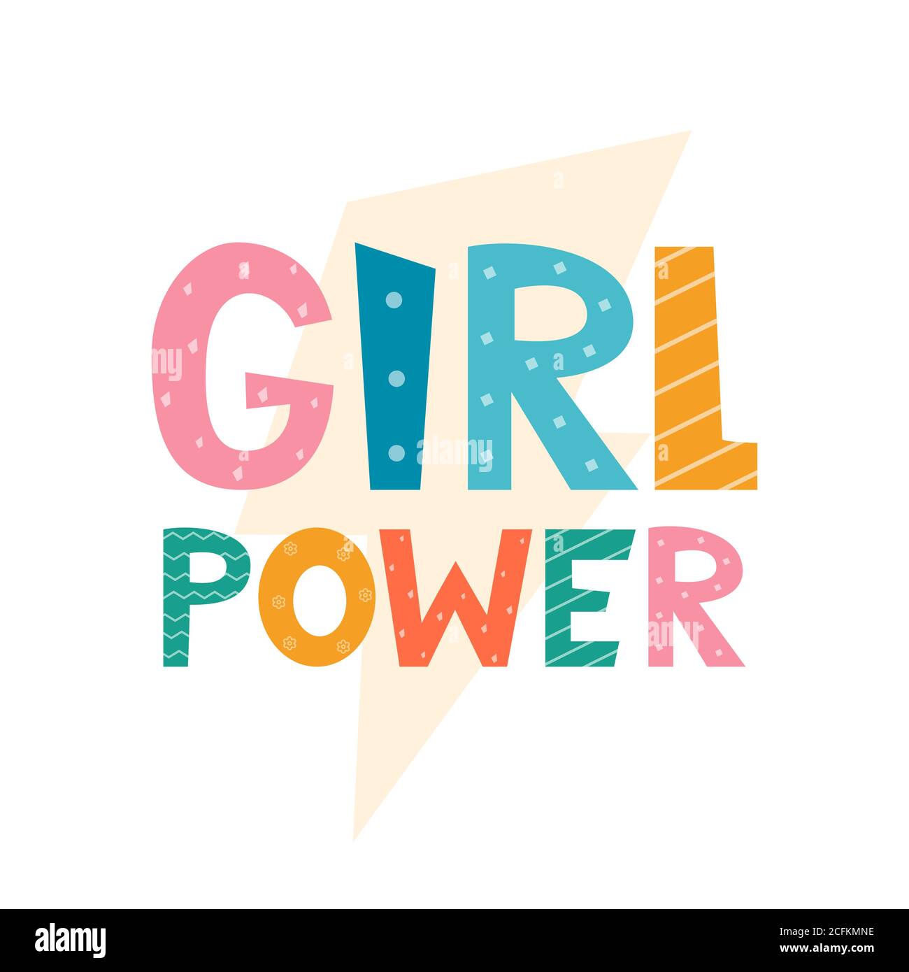 Girl power, lettering with lightning symbol. Logo, icon, label for your ...