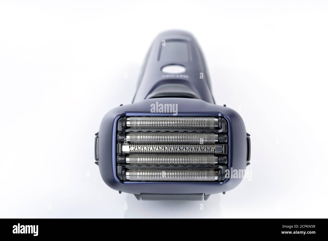 Detail of the blades of a five blades electric shave isolated on white ...